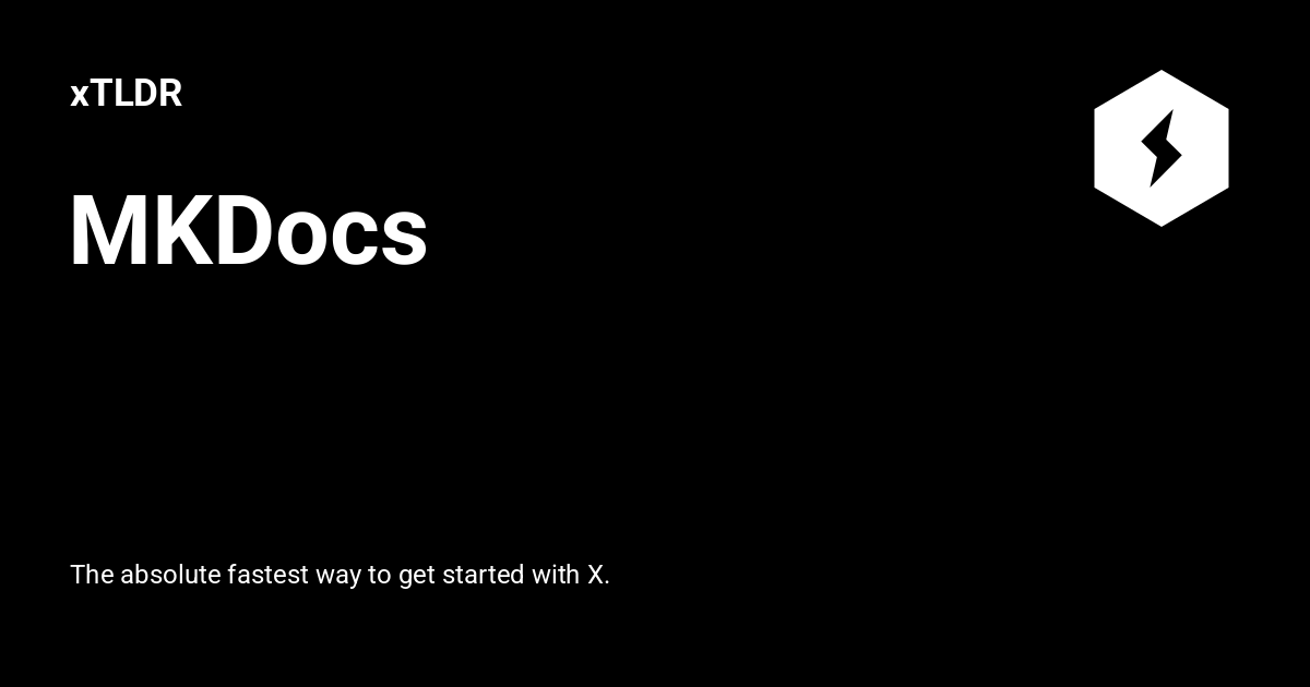 MKDocs - xTLDR